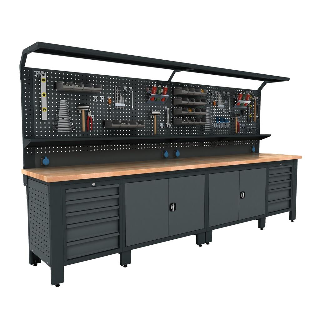 Industrial workbench (fixed cabinets) - Moto Garage Malta