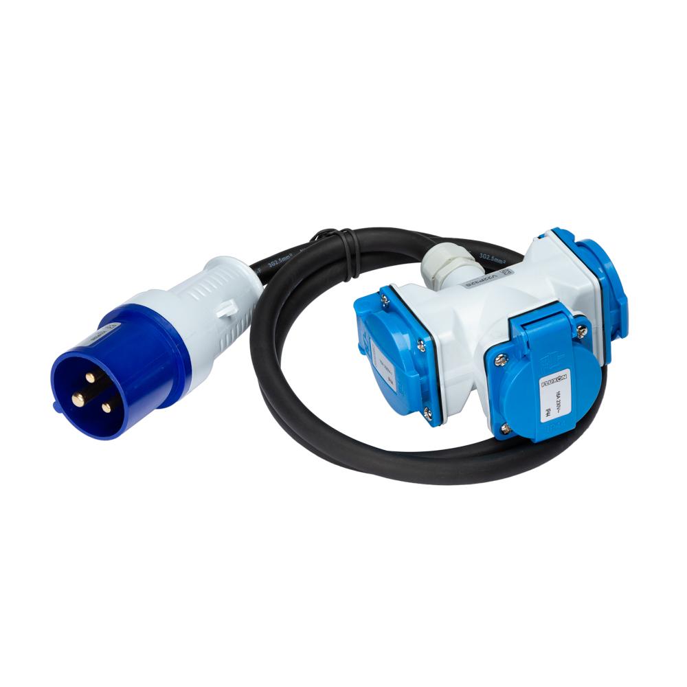 Extension cable 1m 3G 2.5mm2 with plug and junction box - Moto Garage Malta